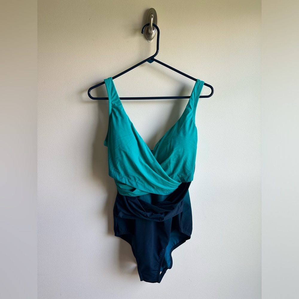 Lands End Crossover Teal One Piece Swimsuit, Women’s … - Gem